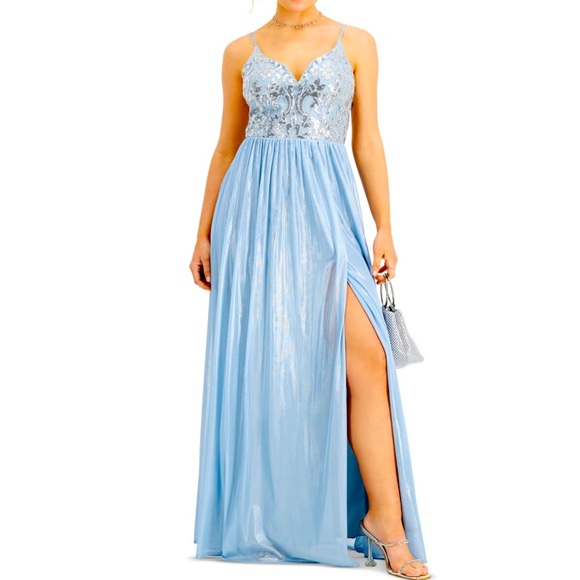 City Studio | Dresses | City Studio Light Blue Embellished Shimmer Prom ...